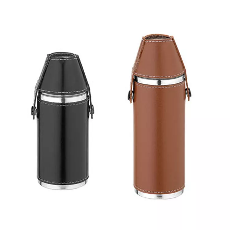 10oz Bucket Hip Flask,with PU Leather - uuhom