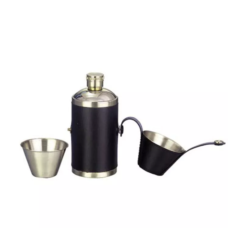 10oz Bucket Hip Flask,with PU Leather - uuhom
