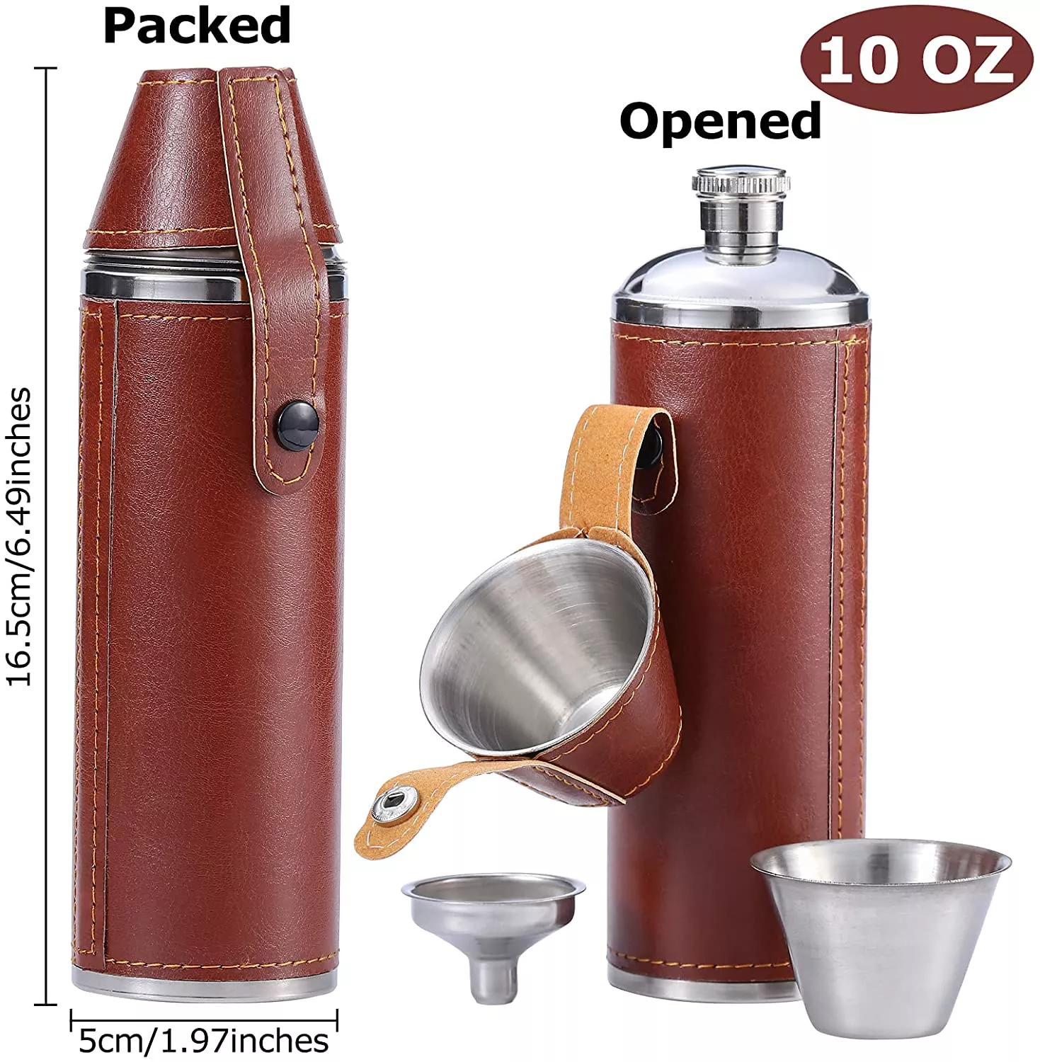 10oz Bucket Hip Flask,with PU Leather - uuhom